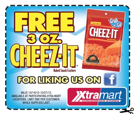 Free 3oz. Cheez-It at Xtra Mart (10/14-27)