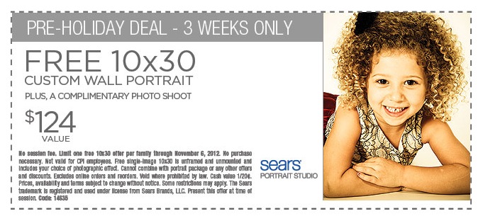 Free Photo Shoot and Free 10x30 Custom Wall Portrait at Sears Portrait ...