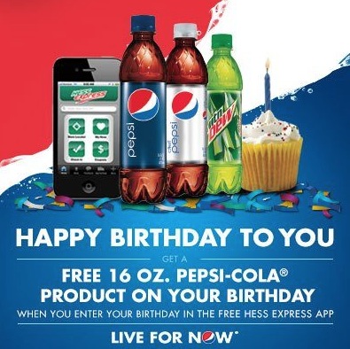 Free Pepsi-Cola Product on Your Birthday at Hess Express