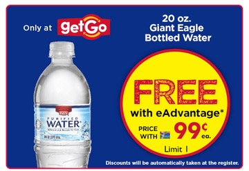 Free Bottle of Giant Eagle Water at Giant Eagle GetGo